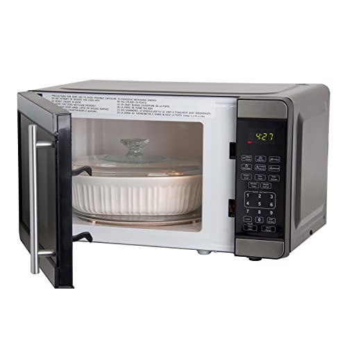 Avanti MT7V3S Microwave Oven 700-Watts Compact with 6 Pre Cooking Settings, Speed Defrost, Electronic Control Panel and Glass Turntable, Metallic