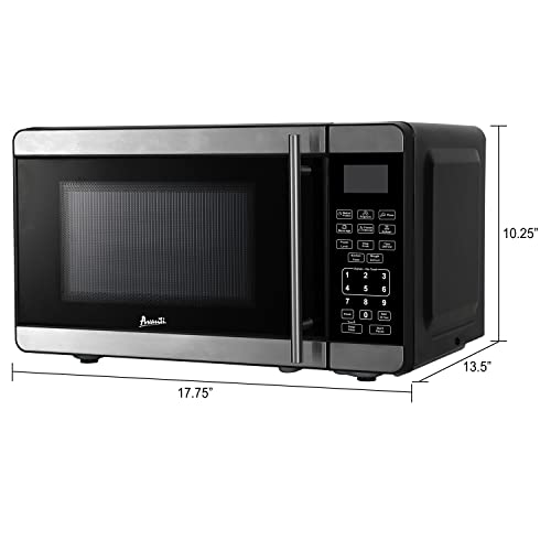 Avanti MT7V3S Microwave Oven 700-Watts Compact with 6 Pre Cooking Settings, Speed Defrost, Electronic Control Panel and Glass Turntable, Metallic