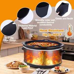 XANGNIER Silicone Slow Cooker Liners for 7,8 Quarts Crockpot,Reusable Silicone Insert with Handle,Unique Spout Design,Leakproof &Easy Clean,Cooking Liner for Oval or Round Crock Pot,Slow Cooker Accessories,Black