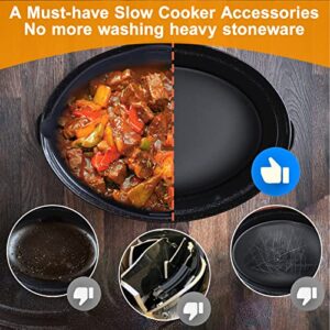 XANGNIER Silicone Slow Cooker Liners for 7,8 Quarts Crockpot,Reusable Silicone Insert with Handle,Unique Spout Design,Leakproof &Easy Clean,Cooking Liner for Oval or Round Crock Pot,Slow Cooker Accessories,Black