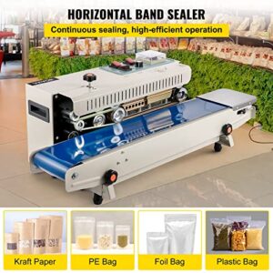 VEVOR Continuous Band Sealer, 0.24-0.6 in/6-15 mm Seal Width, FR900 110V/60Hz Horizontal Sealing Machine, Band Heat Sealer with Digital Temperature Control for PVC Membrane Bag Film