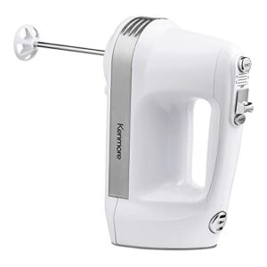 Kenmore 5-Speed Hand Mixer/Blender, 250 Watts, with Beaters, Dough Hooks, Liquid Blending Rod, Automatic Cord Retract, Burst Control, and Clip-On Accessory Storage