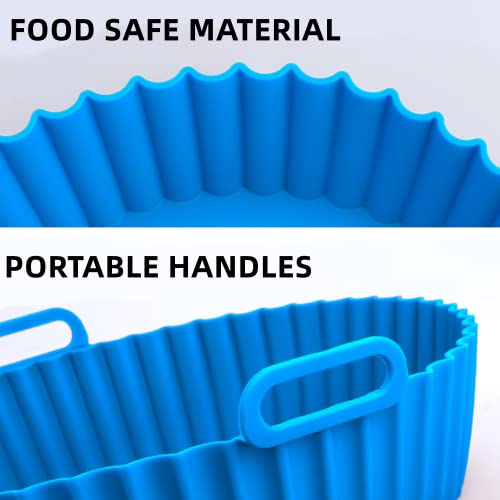 2-Pack Air Fryer Silicone Liners Pot for 3 to 5 QT, Air Fryer Silicone Basket Bowl, Reusable Baking Tray Oven Accessories (Top 8in, Bottom 6.75in,Red and Blue)