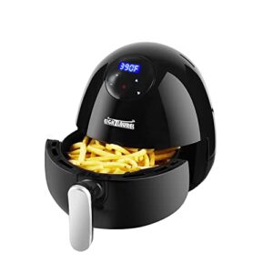 mini air fryer, 700-watt airfryer compact oilless small oven with basket, 1.64 quart capacity 90°f- 390°f temperature controls and a high gloss finish for cooks, crisps, roasts, bakes, reheats and dehydrates, black