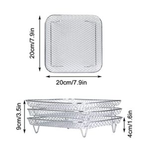 8 inch Square Air Fryer Rack, Set of 3, Stackable Multi-Layer Stainless Steel Dehydrator Rack, Square Air Fryer Accessories for Cosori, Instant Vortex, Nuwave Air Fryer