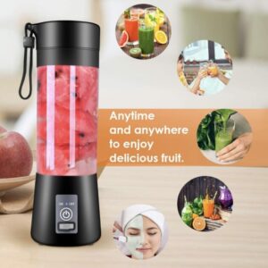 Portable Blender,Personal Blender for Smoothies and shakes with Rechargeable USB Port, 380ml mini Personal Size Blender with 6 Blades (black)