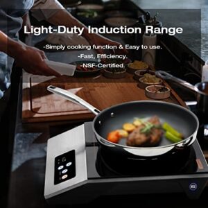 ChangBERT 1800W Induction Cooktop, Portable, Large 8” Heating Coil, 12” Heat-Resistant Cooking Surface, 18/10 Stainless Steel Commercial Grade NSF Certificated Pro Chef Professional Burner for Restaurant