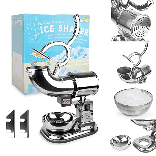 WYZworks Stainless Steel Commercial Ice Shaver Heavy Duty - Snow Cone Shaved Icee Maker Machine