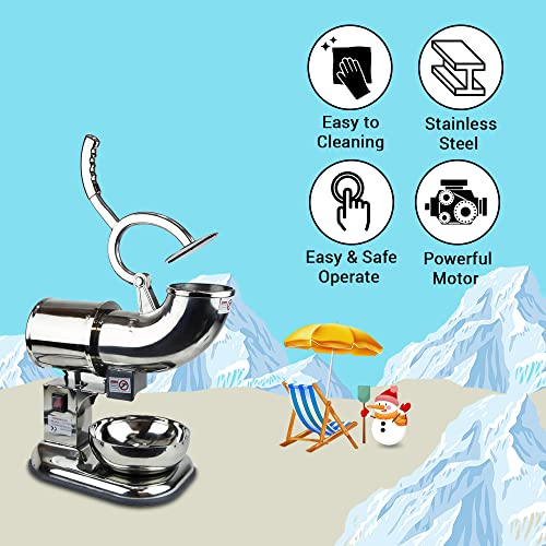 WYZworks Stainless Steel Commercial Ice Shaver Heavy Duty - Snow Cone Shaved Icee Maker Machine