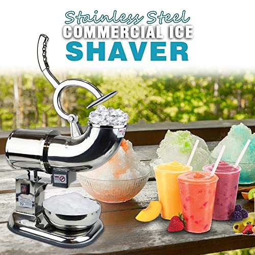 WYZworks Stainless Steel Commercial Ice Shaver Heavy Duty - Snow Cone Shaved Icee Maker Machine