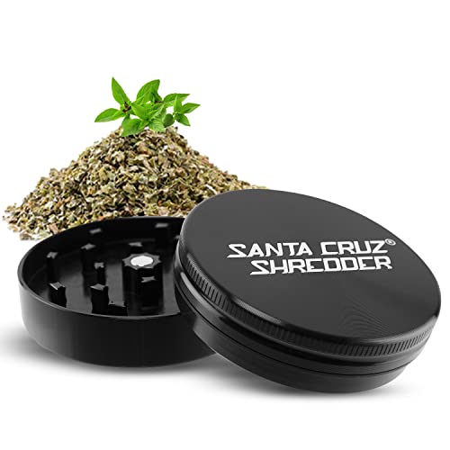 Santa Cruz Shredder Metal Herb Grinder Knurled Top for Stronger Grip 2-Piece 2.2" (Black)