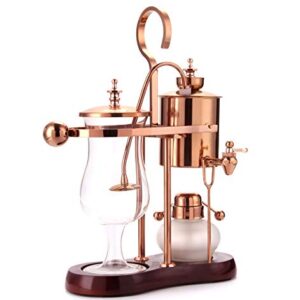 Diguo Belgian/Belgium Luxury Royal Family Balance Syphon Coffee Maker, Siphon Brewer, Elegant Design Retro-Style (Polished Rose Gold)