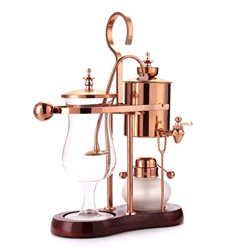 Diguo Belgian/Belgium Luxury Royal Family Balance Syphon Coffee Maker, Siphon Brewer, Elegant Design Retro-Style (Polished Rose Gold)