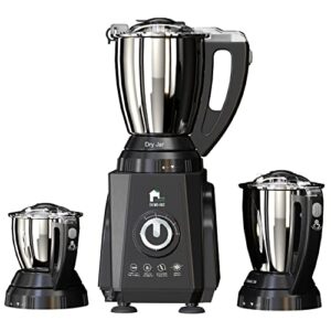 econohome mixer grinder - electric mixer grinder for asian cooking, food prep - includes liquidizing jar, dry & wet grinder jar, chutney jar, lids & spatula - 750w motor, stainless steel 304 blades