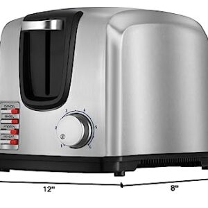 BLACK+DECKER 2-Slice Toaster, Modern, Stainless Steel, T2707S, Silver