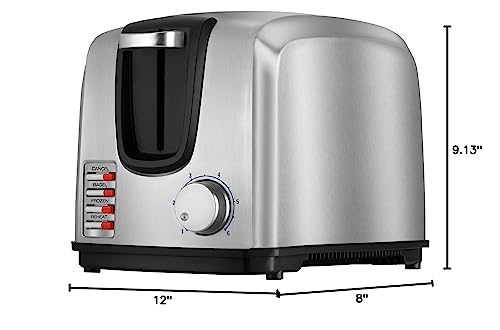 BLACK+DECKER 2-Slice Toaster, Modern, Stainless Steel, T2707S, Silver