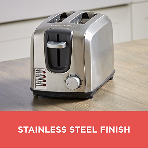 BLACK+DECKER 2-Slice Toaster, Modern, Stainless Steel, T2707S, Silver