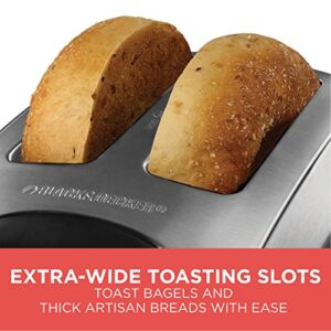 BLACK+DECKER 2-Slice Toaster, Modern, Stainless Steel, T2707S, Silver