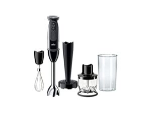 braun multiquick 5 vario hand blender (ss blending shaft+1.5c chopper+ masher + whisk+ beaker), mq5027, black