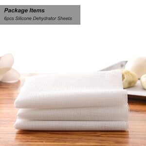 6 Pieces Silicone Dehydrator Sheets,Non-stick Food Fruit Dehydrator Mats,Reusable Steamer Mesh Mat,for Food Dehydrator/Freeze Dryer(12x13 inch)