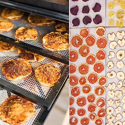 6 Pieces Silicone Dehydrator Sheets,Non-stick Food Fruit Dehydrator Mats,Reusable Steamer Mesh Mat,for Food Dehydrator/Freeze Dryer(12x13 inch)