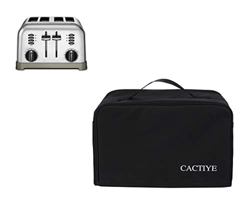 Toaster Dust Cover with Pockets Compatible with Cuisinart 4 Slice Toaster, Can Hold Jam Spreader Knife & Toaster Tongs, Dust and Fingerprint Protection, Black (12.5 * 10.5 * 7.5, black)