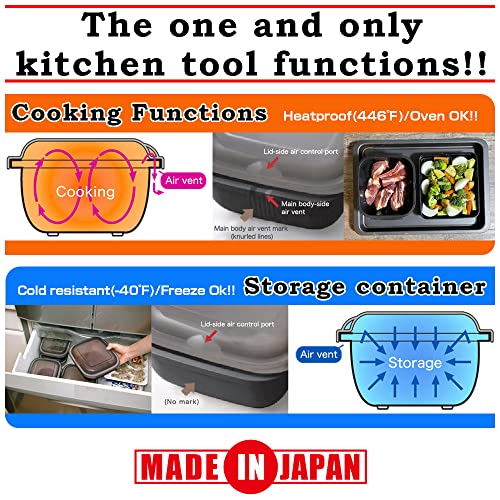 GOURLAB+ Microwave Cookware 6 in 1 Anyday Cookware Freezer & Oven Safe, Japanese Rice Cooker, Ramen Microwave Steamer Microwave Bacon Cooker (White) - Made in Japan