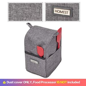 HOMEST Food Processor Dust Cover with Accessory Pockets Compatible with Cuisinart Mini 3-4 Cup, Grey (Dust Cover Only, NOT INCLUDE MACHINE)