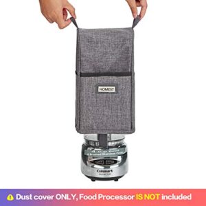 HOMEST Food Processor Dust Cover with Accessory Pockets Compatible with Cuisinart Mini 3-4 Cup, Grey (Dust Cover Only, NOT INCLUDE MACHINE)