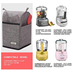 HOMEST Food Processor Dust Cover with Accessory Pockets Compatible with Cuisinart Mini 3-4 Cup, Grey (Dust Cover Only, NOT INCLUDE MACHINE)