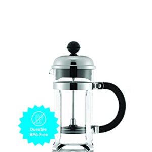 Bodum Chambord French Press Coffee Maker with BPA-Free Tritan Plastic Shatterproof Carafe, 12 Ounce, Chrome