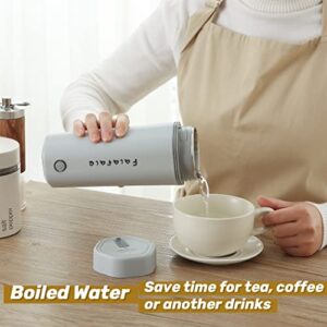 Falafale Compact Travel Electric Kettle, Portable Water Boiler, Heat Water Fast, Small Kettle for Tea Coffee Instant Ramen Automatic Shut off,11.8oz/350ml (Light Grey)