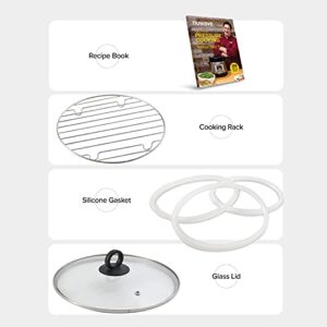 Nuwave Accessory Bundle for 6QT Nutri-Pot Digital Pressure Cooker – Genuine Parts from Original Manufacturer, Tempered Glass Lid, Cooking Rack, 3 Silicone Gaskets & 200-Recipe Cookbook