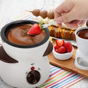 Micnaron Chocolate Fondue Pot, Electric Chocolate Melting Pot, Chocolate Maker Chocolate Marshmallow Candy Melting Warming Fondue Set Dipping Pot with 10pcs Forks & Removable Pot for Party, White