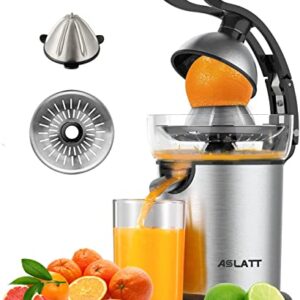 ASLATT Citrus Juicer Electric, Stainless Steel Orange Juicer Squeezer Juice Maker for Lime Grapefruit Lemon，Orange Juicer Machine, Detachable Design, Easy Clean