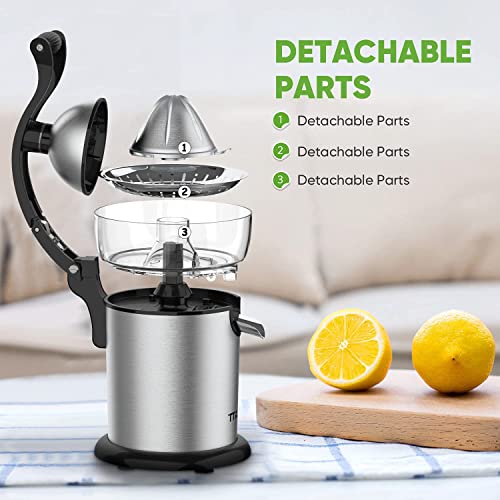 ASLATT Citrus Juicer Electric, Stainless Steel Orange Juicer Squeezer Juice Maker for Lime Grapefruit Lemon，Orange Juicer Machine, Detachable Design, Easy Clean