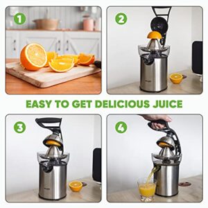 ASLATT Citrus Juicer Electric, Stainless Steel Orange Juicer Squeezer Juice Maker for Lime Grapefruit Lemon，Orange Juicer Machine, Detachable Design, Easy Clean