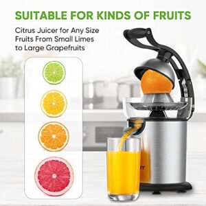 ASLATT Citrus Juicer Electric, Stainless Steel Orange Juicer Squeezer Juice Maker for Lime Grapefruit Lemon，Orange Juicer Machine, Detachable Design, Easy Clean