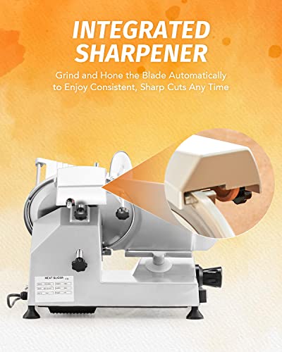 WILPREP Commercial Meat Slicer, 10-Inch Stainless Steel Blade Meat Slicer with Adjustable Thickness(0-0.5"), Bread Butter Chicken Food Slicer Kitchen Appliance