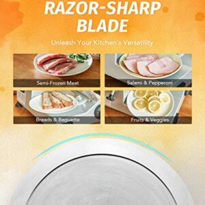 WILPREP Commercial Meat Slicer, 10-Inch Stainless Steel Blade Meat Slicer with Adjustable Thickness(0-0.5"), Bread Butter Chicken Food Slicer Kitchen Appliance