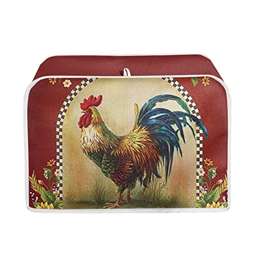 ZFRXIGN Chicken 4 Slice Toaster Cover for Home Kitchen Decor Accessories Rooster Toaster Oven Cover Washable Small Appliance Covers with Top Handle Red