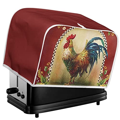 ZFRXIGN Chicken 4 Slice Toaster Cover for Home Kitchen Decor Accessories Rooster Toaster Oven Cover Washable Small Appliance Covers with Top Handle Red