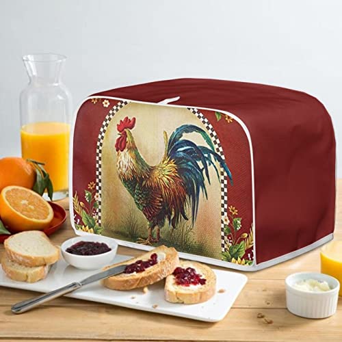 ZFRXIGN Chicken 4 Slice Toaster Cover for Home Kitchen Decor Accessories Rooster Toaster Oven Cover Washable Small Appliance Covers with Top Handle Red