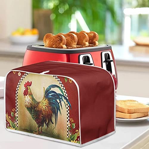 ZFRXIGN Chicken 4 Slice Toaster Cover for Home Kitchen Decor Accessories Rooster Toaster Oven Cover Washable Small Appliance Covers with Top Handle Red