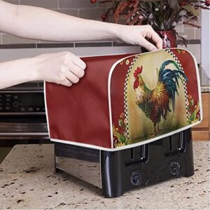 ZFRXIGN Chicken 4 Slice Toaster Cover for Home Kitchen Decor Accessories Rooster Toaster Oven Cover Washable Small Appliance Covers with Top Handle Red