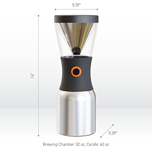 Asobu Coldbrew Portable Cold Brew Coffee Maker With a Vacuum Insulated 1 Liter Stainless Steel 18/8 Travel Carafe Bpa Free (Smoke)