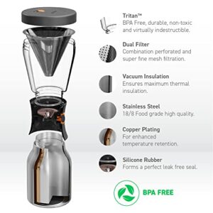 Asobu Coldbrew Portable Cold Brew Coffee Maker With a Vacuum Insulated 1 Liter Stainless Steel 18/8 Travel Carafe Bpa Free (Smoke)