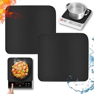 amerbro fireproof induction cooktop protector - 11.5 x 11.5in (magnetic) induction cooktop mat for electric induction stove - heat resistant & waterproof - prevent scratches and burns - black (2 pcs)