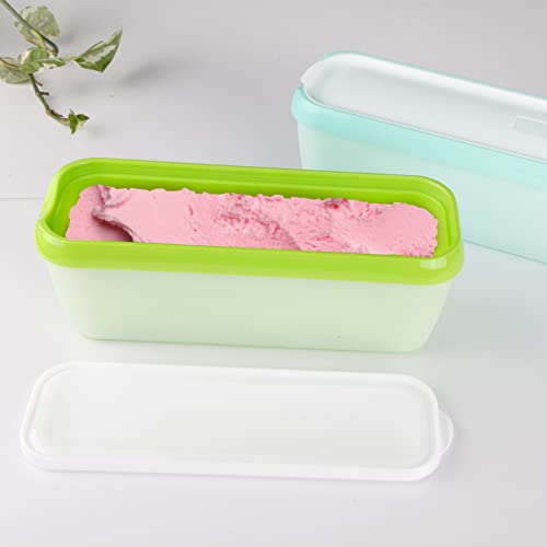 HipBrandFactory Ice Cream Storage Containers with Lids 2 Pack - 1.5 Quarts Reusable Homemade Ice Cream Tubs, Freezer Containers Perfect for Sorbet, Frozen Yogurt Or Gelato (Green)