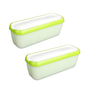 HipBrandFactory Ice Cream Storage Containers with Lids 2 Pack - 1.5 Quarts Reusable Homemade Ice Cream Tubs, Freezer Containers Perfect for Sorbet, Frozen Yogurt Or Gelato (Green)